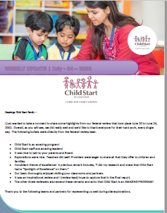 Weekly Updates – Child Start Inc.